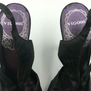 Vigoss | Shoes | Vigoss Womens Heel Satin Luxor Black Slingbacks 5 ...